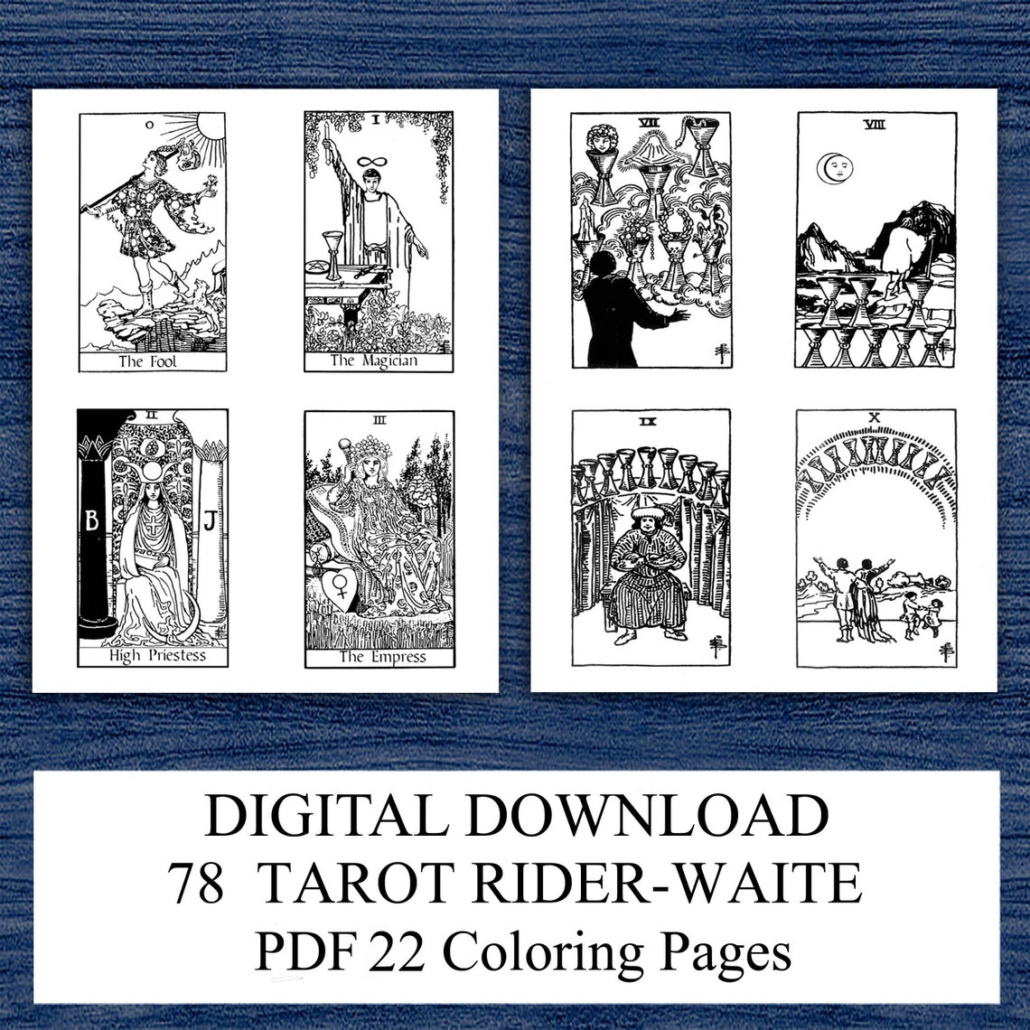 Color Your Own Tarot Rider-waite Cards | PDF Coloring Book | Coloring ...