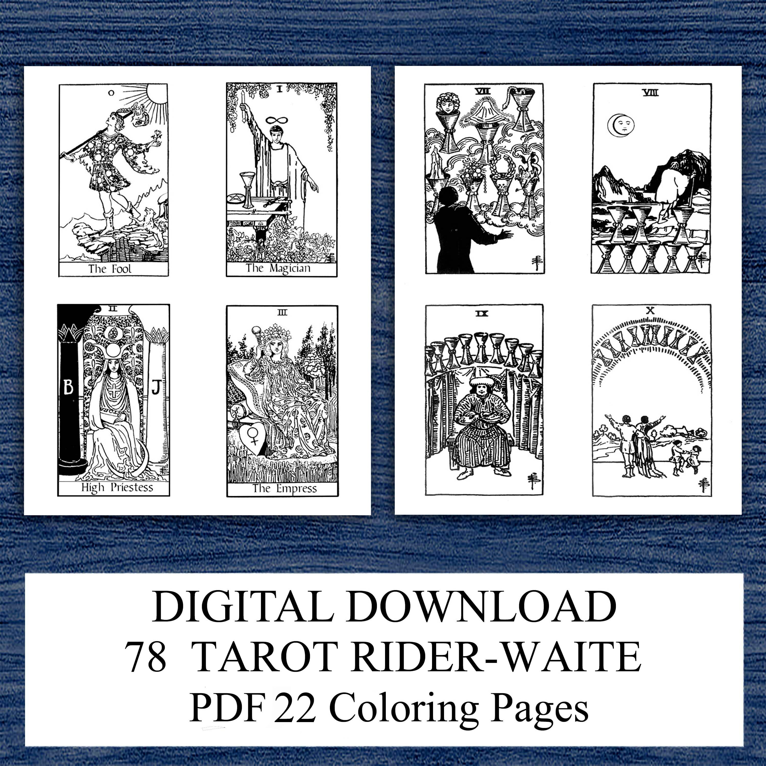 Color Your Own Tarot Rider-waite Cards | PDF Coloring Book | Coloring ...