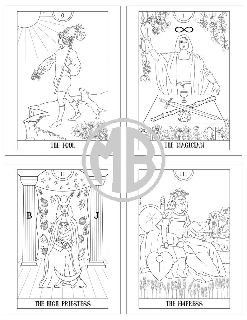 Color Your Own Tarot Cards PDF Coloring Book Coloring - Etsy