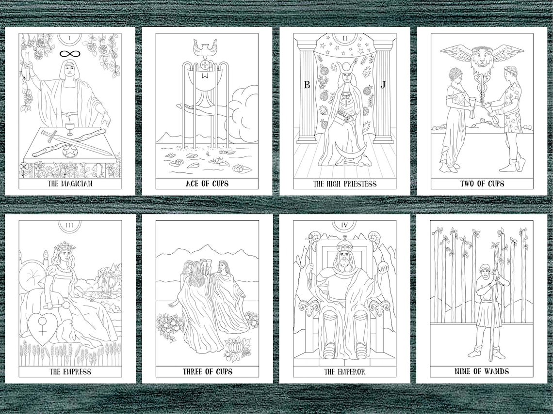 Color Your Own Tarot Cards PDF Coloring Book Coloring Pages Instant ...