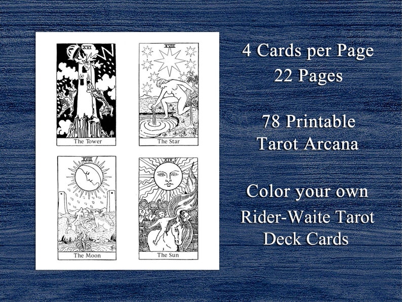 Pocket Rider-waite Tarot Coloring Deck: Printable 78-card PDF (instant ...