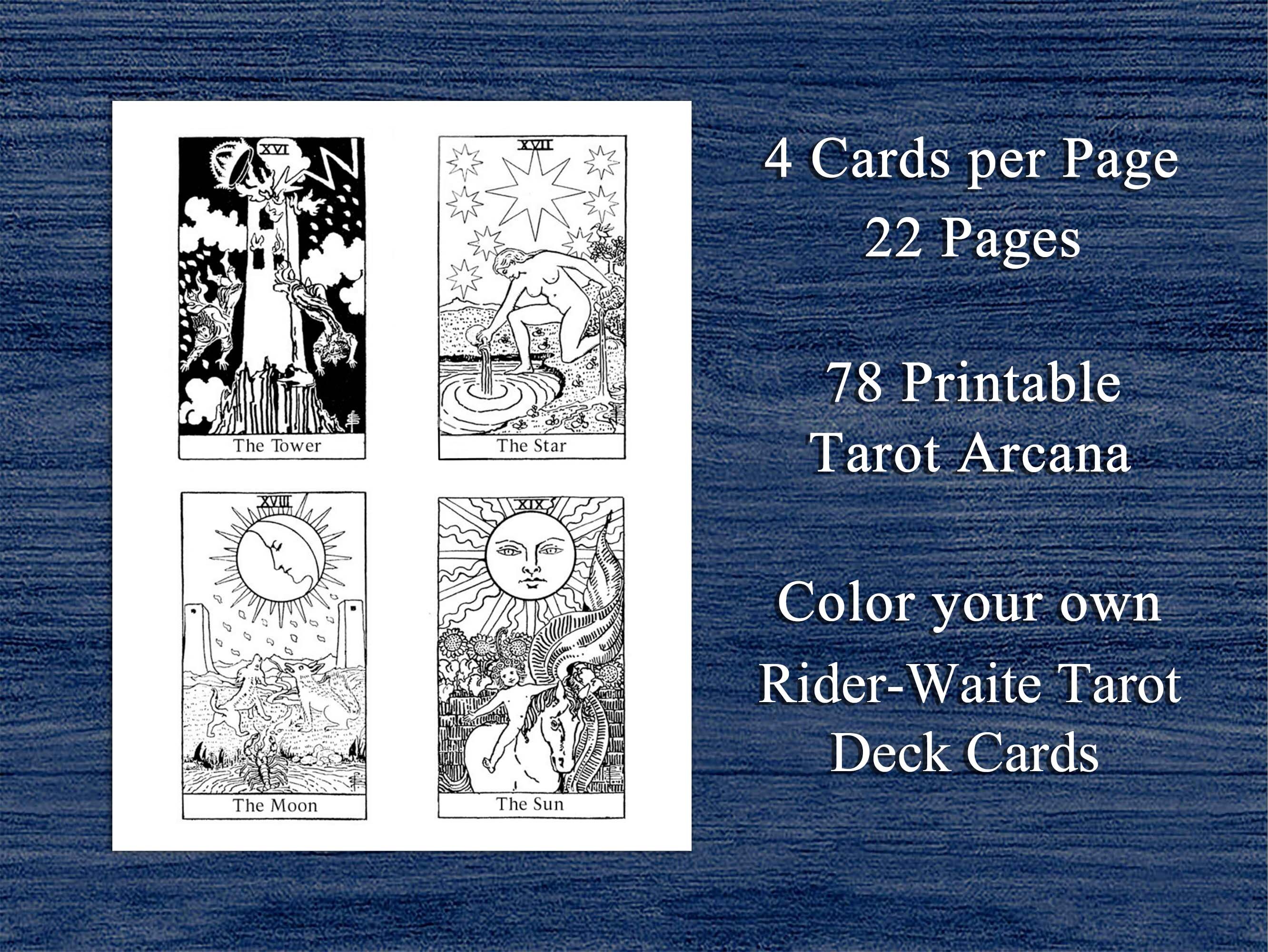 Color Your Own Tarot Rider-waite Cards | PDF Coloring Book | Coloring ...