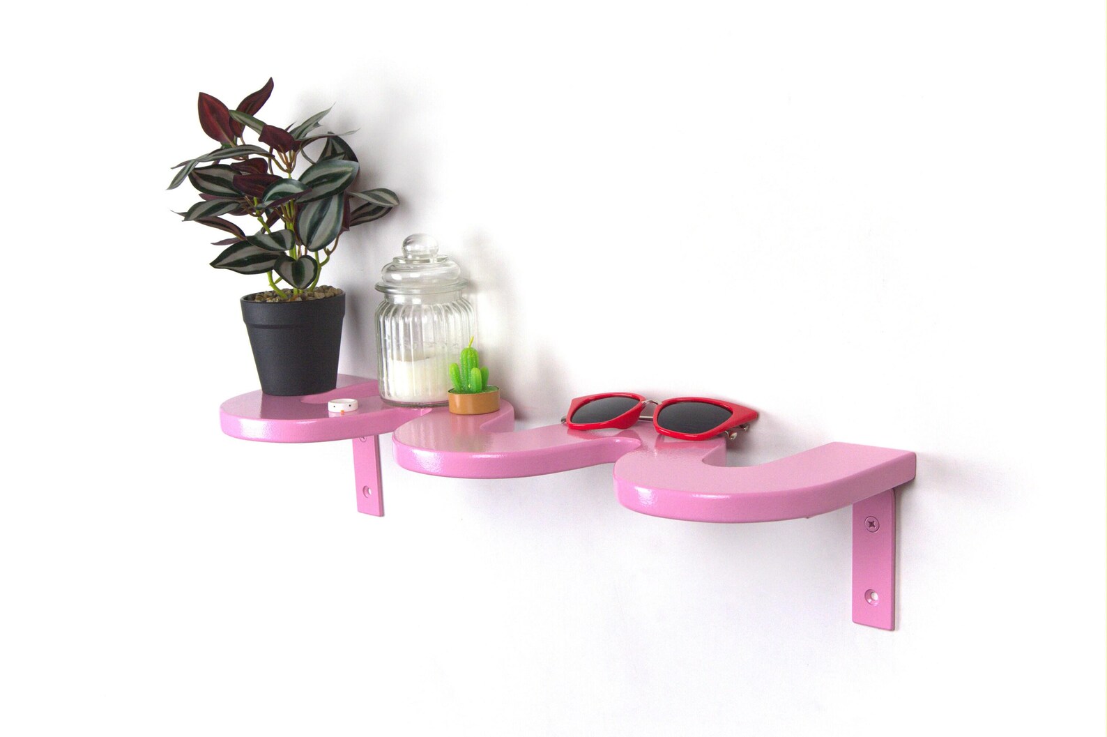 Squiggle Shelf - Pastel Pink Shelf, Funky Decor, Danish Pastel ...