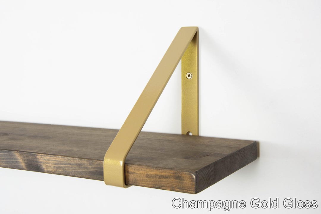 Wall Mounted Shelf Brackets - Color Pictured Champagne Gold Gloss ...