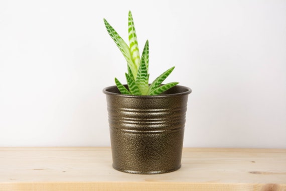 Metal Plant Pot Antique Brass Color Metal Planter | Etsy