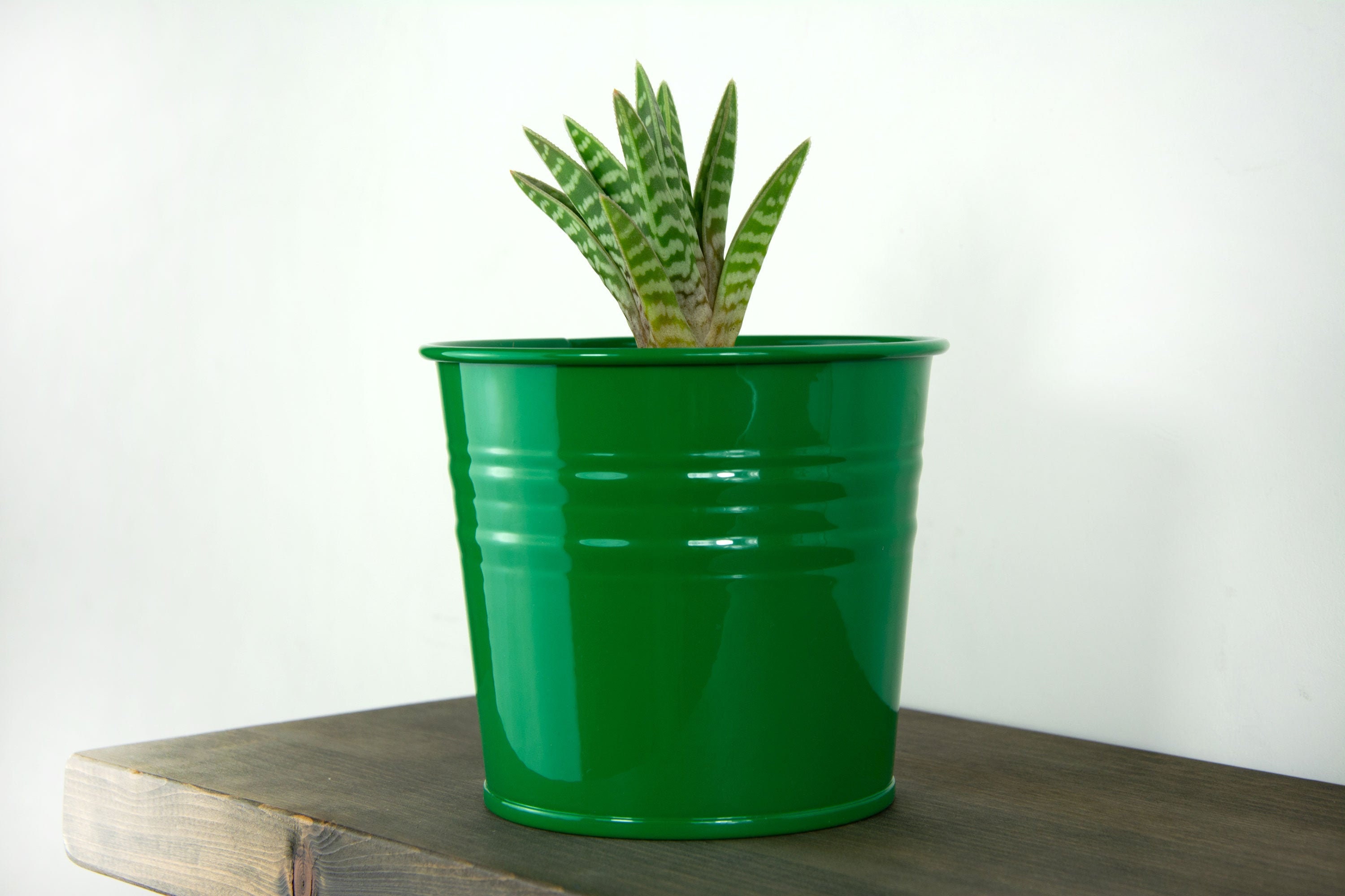 Metal Plant Pot - Dark Green Gloss Color - Metal Planter - Succulent ...