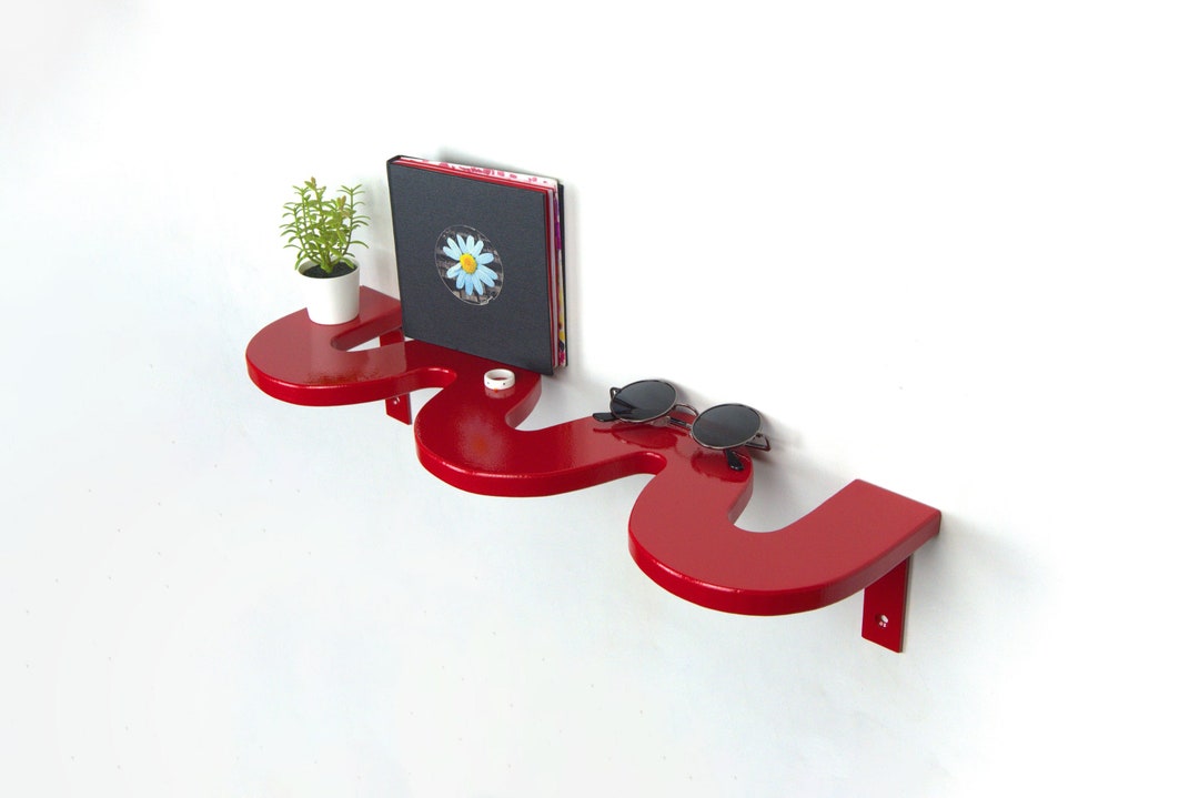 Red Squiggle Shelf - Funky Decor, Aesthetic Shelf, Colorful Decor ...