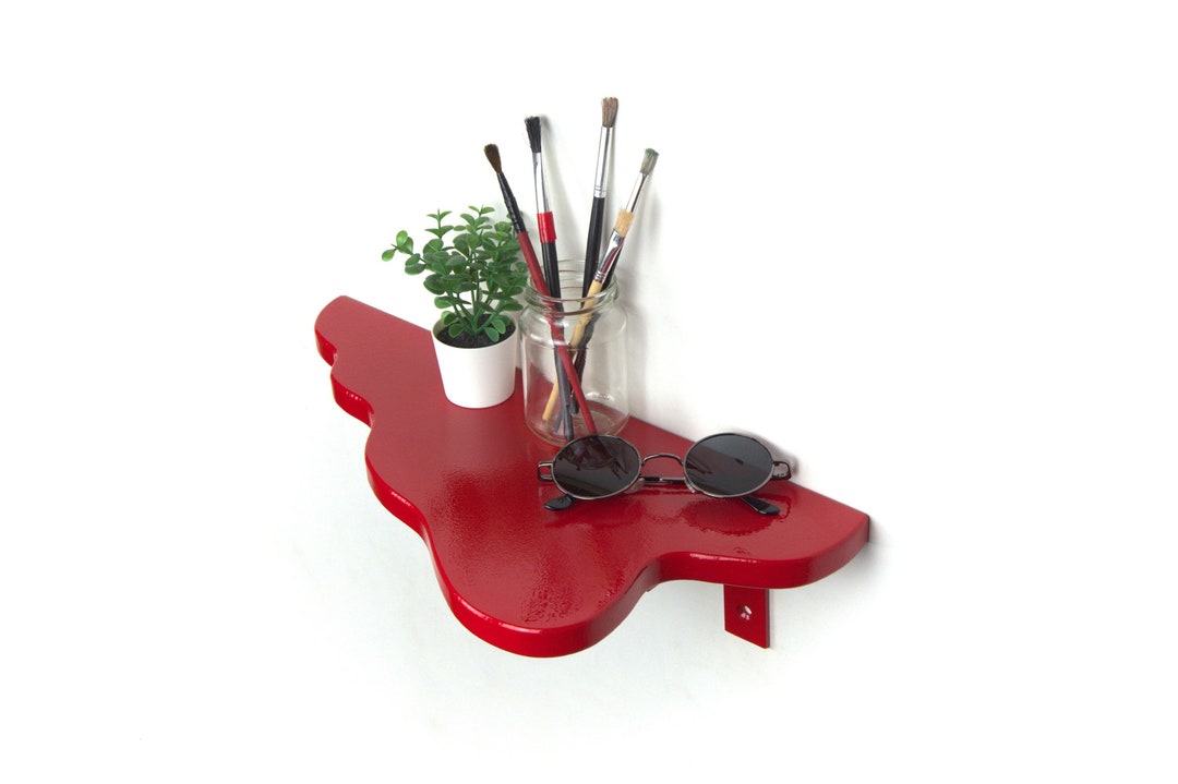 Wall Mounted Shelf - Red Shelf, Maximalist Decor, Aesthetic Shelf ...