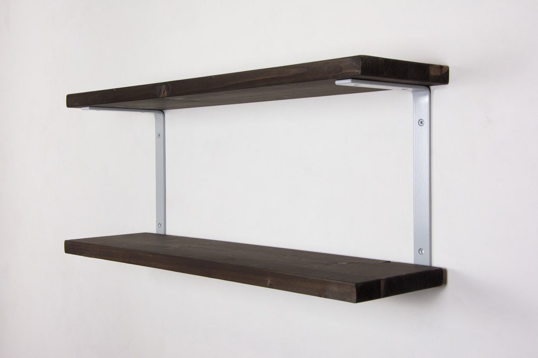 Double Shelf Brackets With Shelves - Light Gray Metallic Color ...