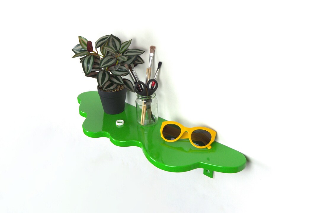 Plant Shelf Green Shelf, Wavy Shelf, Floating Wall Shelf, Maximalist ...