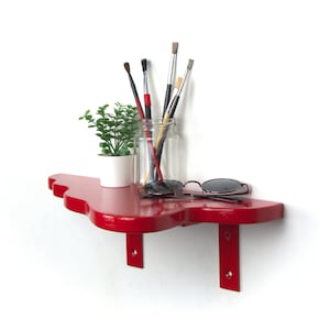 Wall Mounted Shelf - Red Shelf, Maximalist Decor, Aesthetic Shelf ...