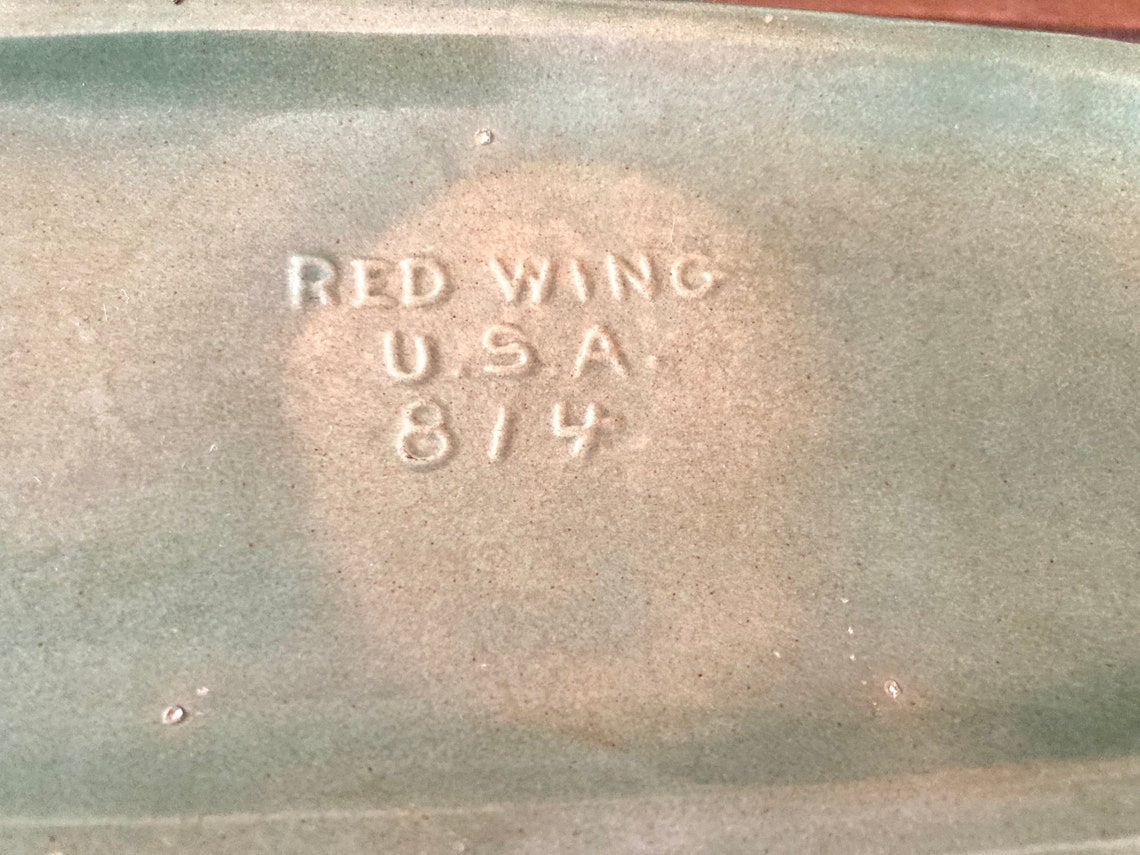 Red Wing Planter Art Pottery 814 USA Glazed Footed Sage - Etsy