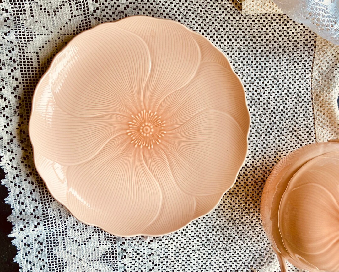 Mikasa Japan Platter Pale Peachy Pink Serving Plate Flower Amaryllis ...