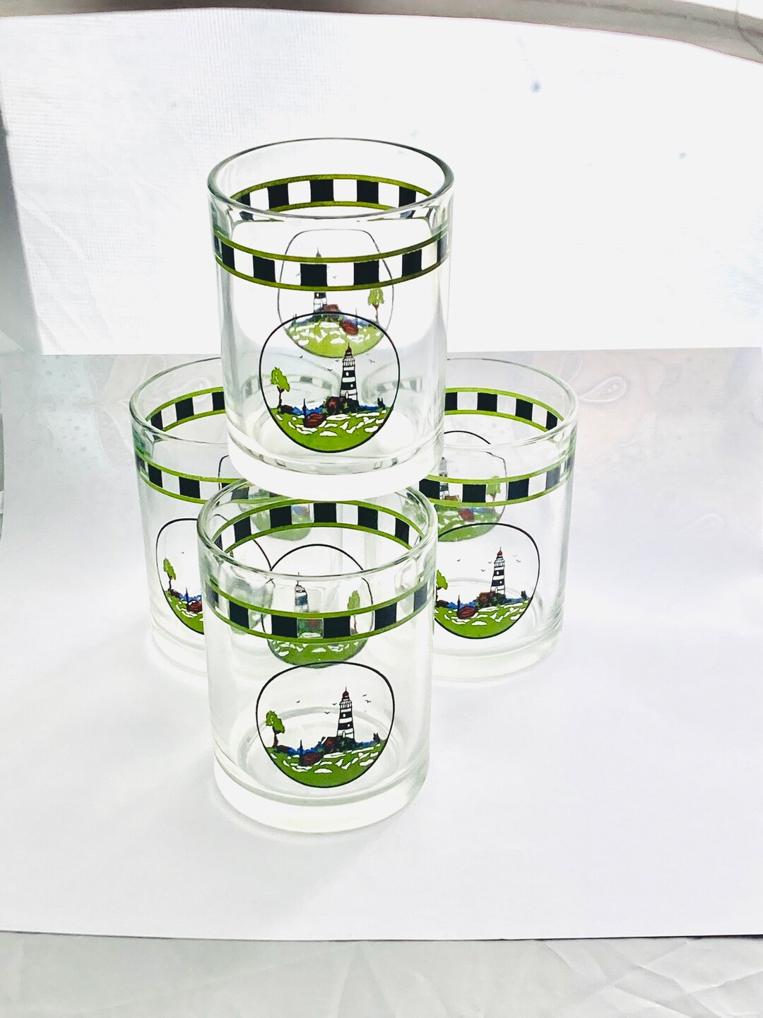 Vintage Lighthouse Cocktail Glasses: Retro Barware Set - Etsy