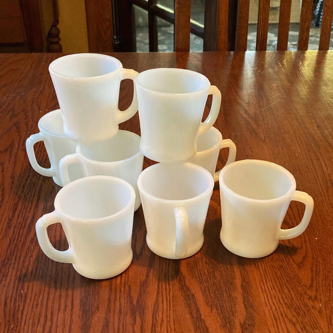 Free Shipping Fire King Cup White Ovenware Coffee Diner Mug Cup D ...