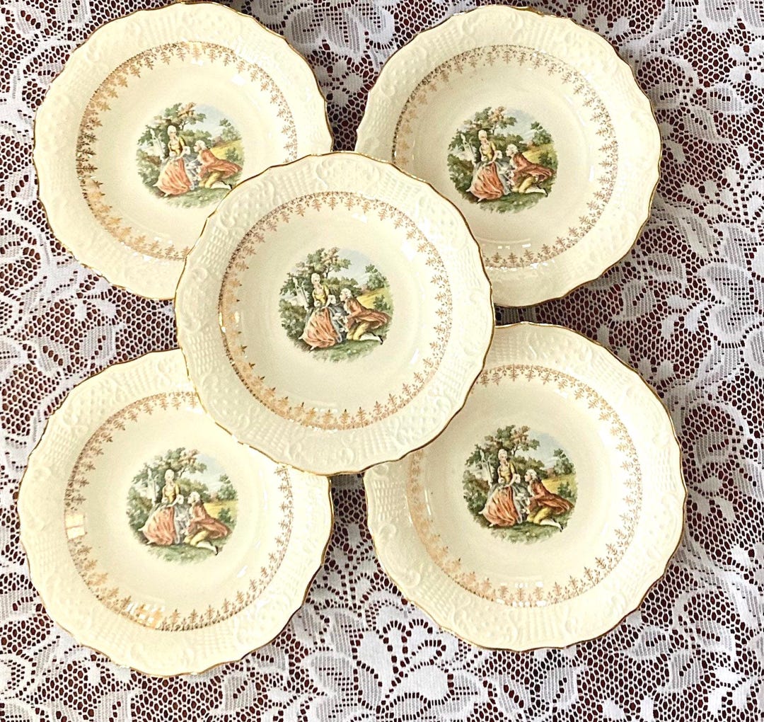 6 Vintage Washington Colonial Bowls: Embossed China Dinnerware With ...