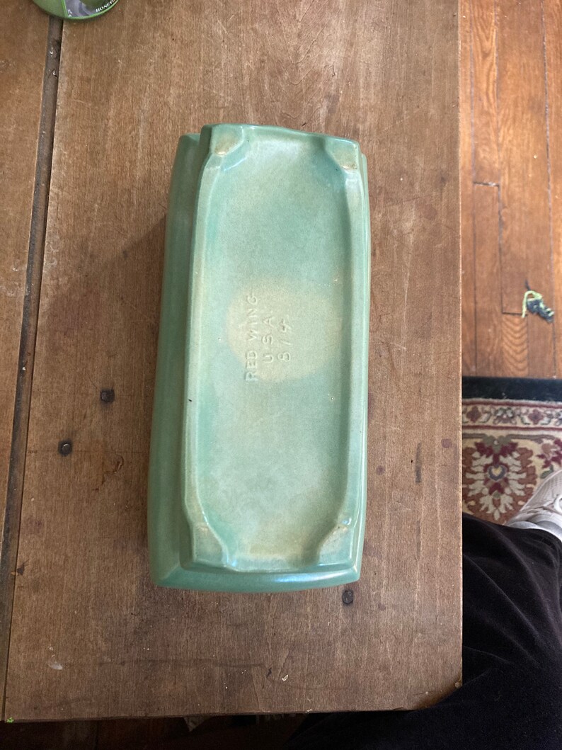 Red Wing Planter Art Pottery 814 USA Glazed Footed Sage - Etsy