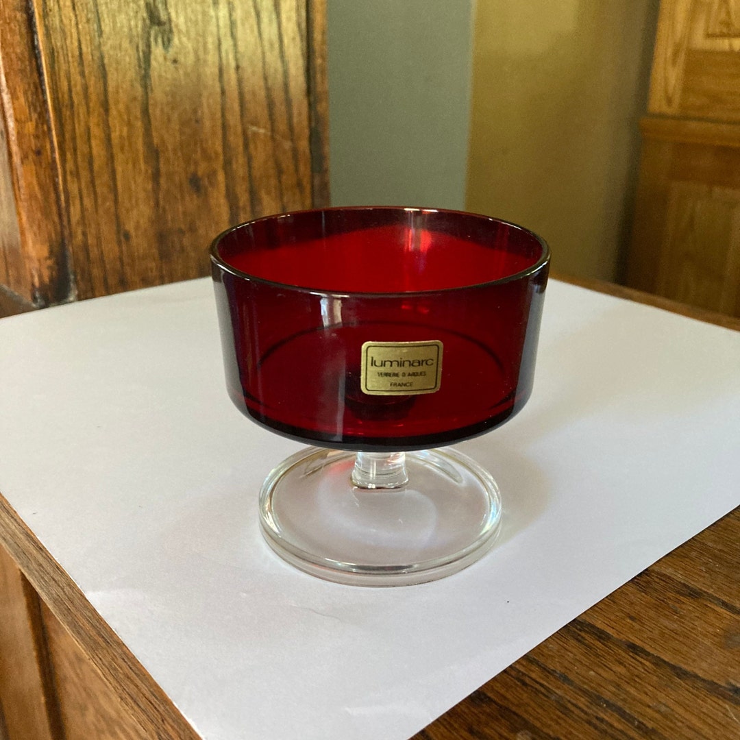 10 Ruby Red Sherbet Bowls Luminarc Verrerie D'arques France Custard ...