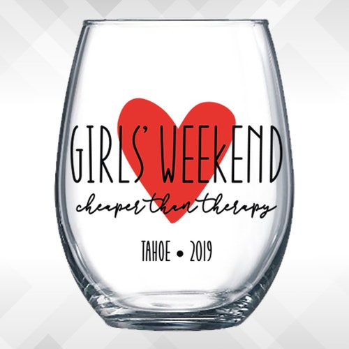 Girls Weekend Cheaper Than Therapy Heart DECALS for Wine - Etsy
