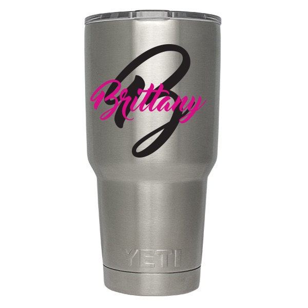 Initial Name Custom Decal Vinyl Sticker Monogram Yeti Tumbler Decal