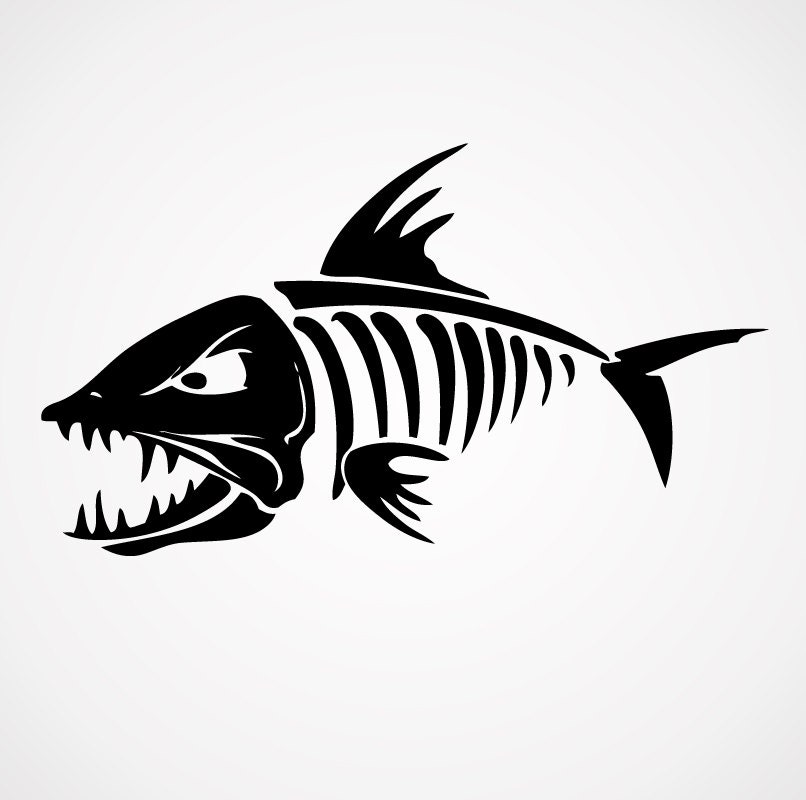 Death Skeleton Bonefish Fishing Decal Sticker - Tackle Box Boat Car ...