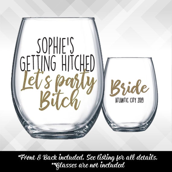 Bachelorette Party Decal Getting Hitched Let's Party - Etsy