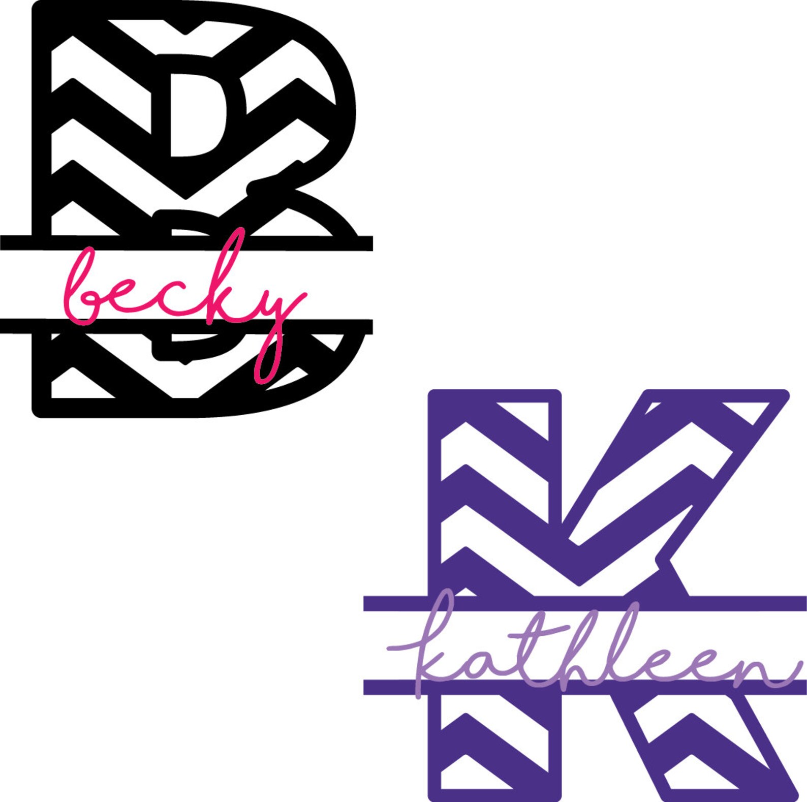 Chevron Initial Name Custom Decal Vinyl Sticker Monogram - Etsy