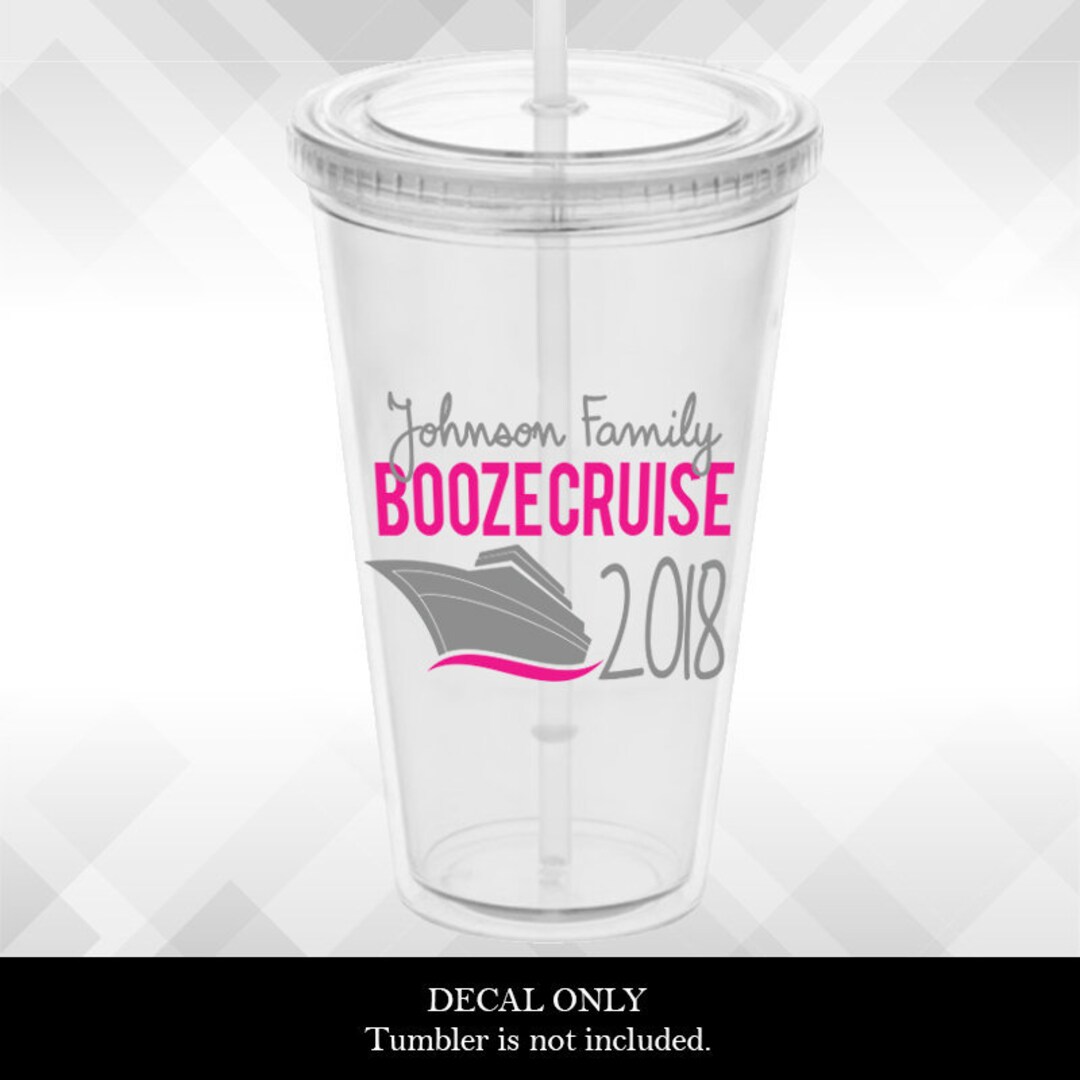 Booze Cruise Wine Glass or Plastic Tumbler DECALS - Diy Cup Stickers ...