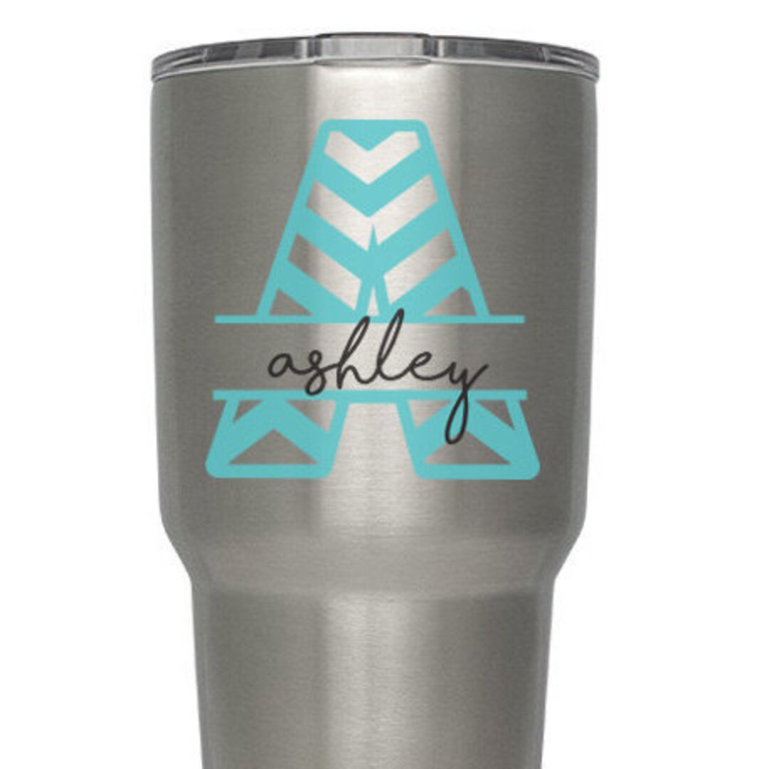 Chevron Initial Name Custom Decal - Vinyl Sticker - Monogram Yeti ...