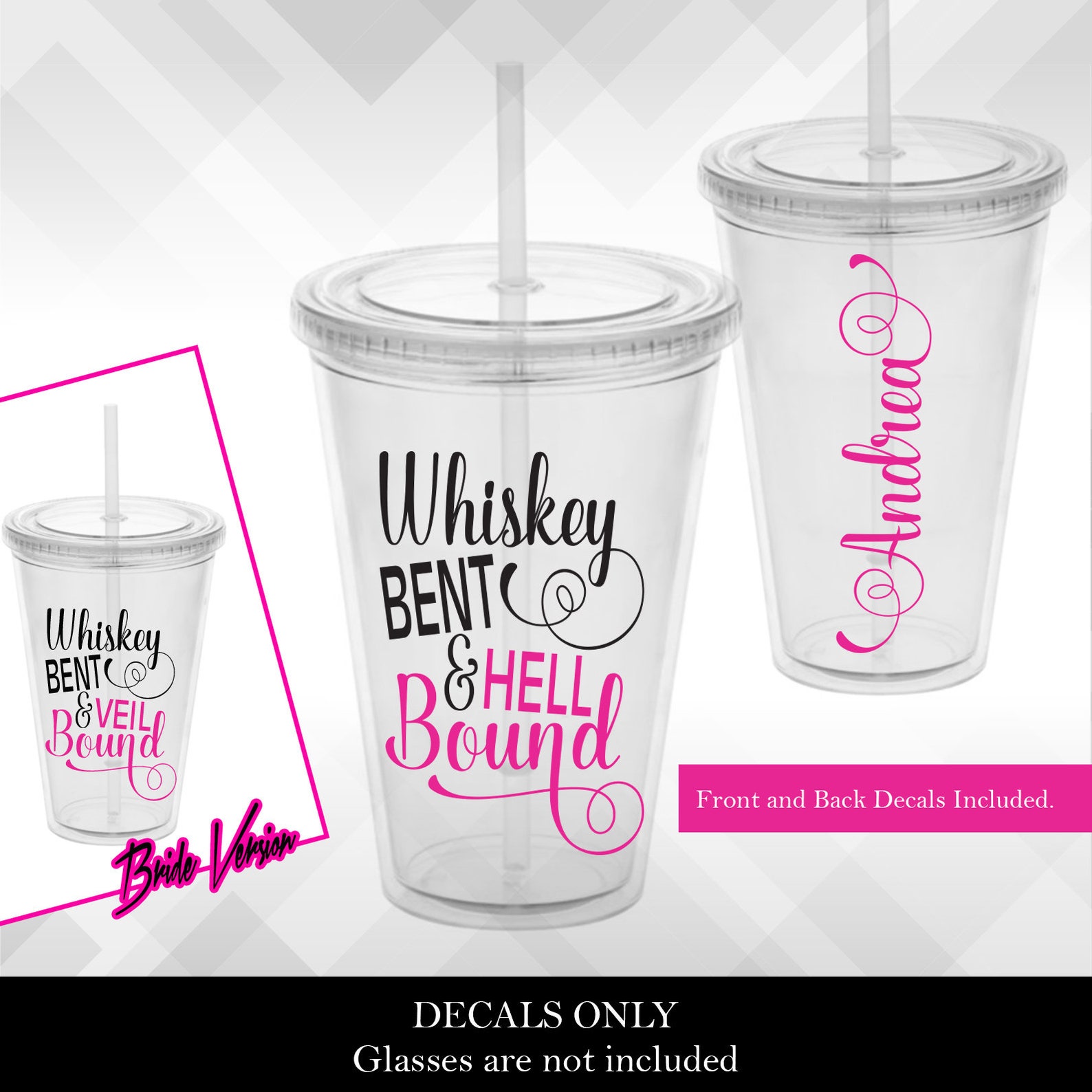 Bachelorette Decals Whiskey Bent & Veil Bound Hell Bound - Etsy