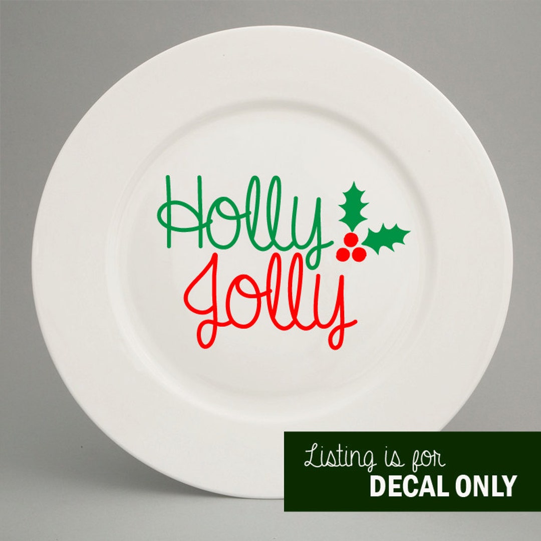 Holly Jolly Christmas Decal - Holiday Vinyl Sticker for Windows, Shadow ...