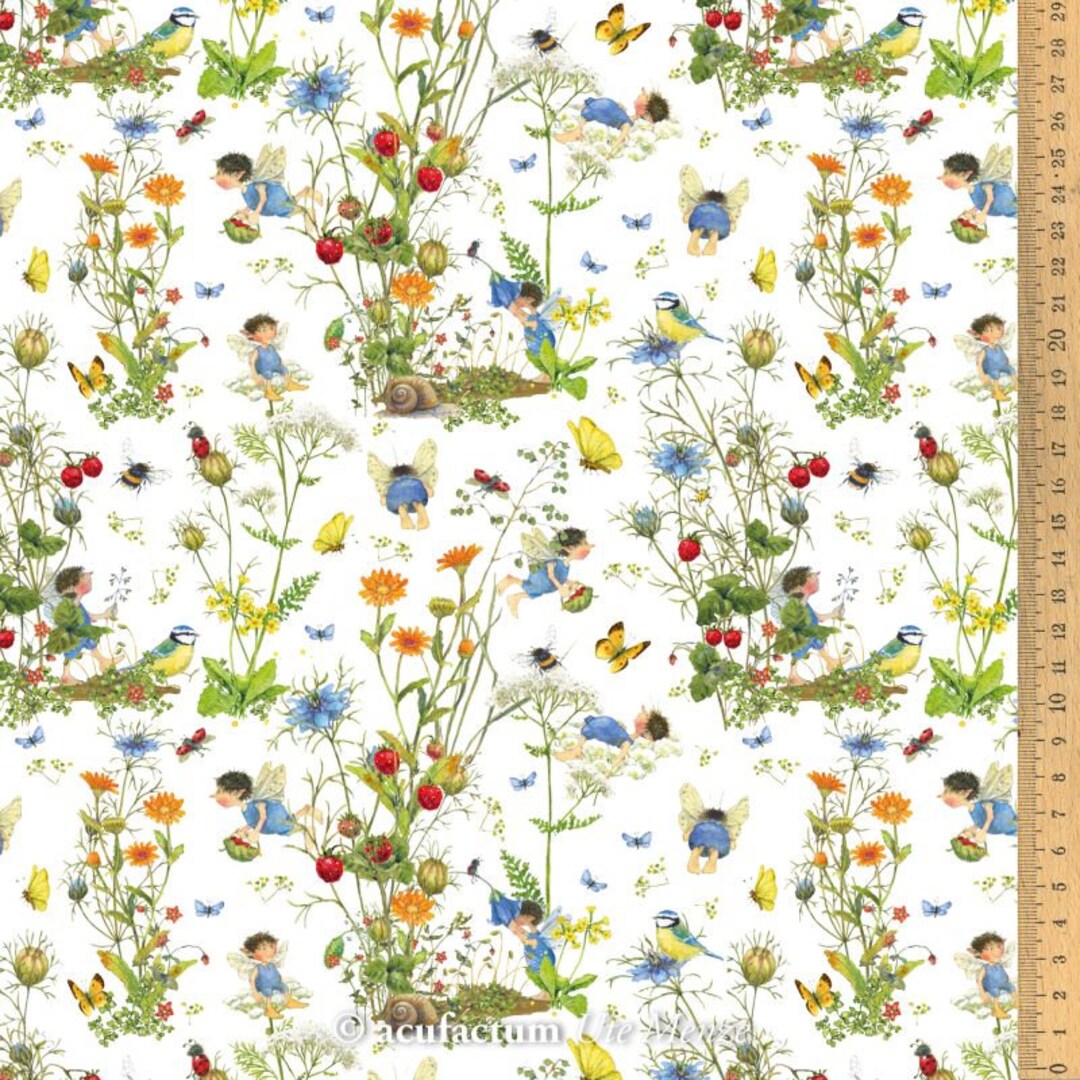 Acufactum German Fabric: Summer Fairy Boy Beautiful Heavier Cotton ...