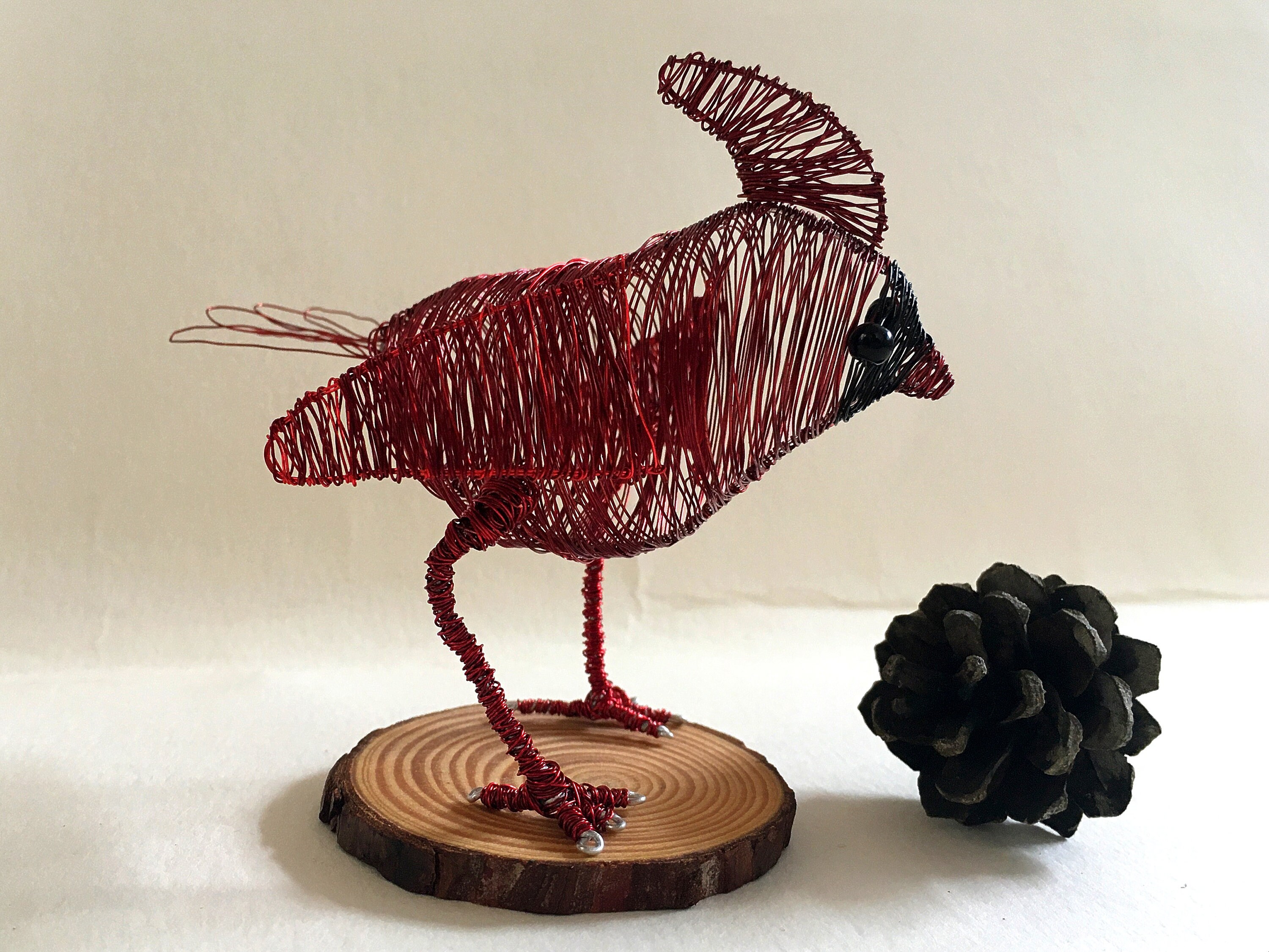 Northern Cardinal Wire Sculpture *ruby* Miniature Animal, Unique Home ...