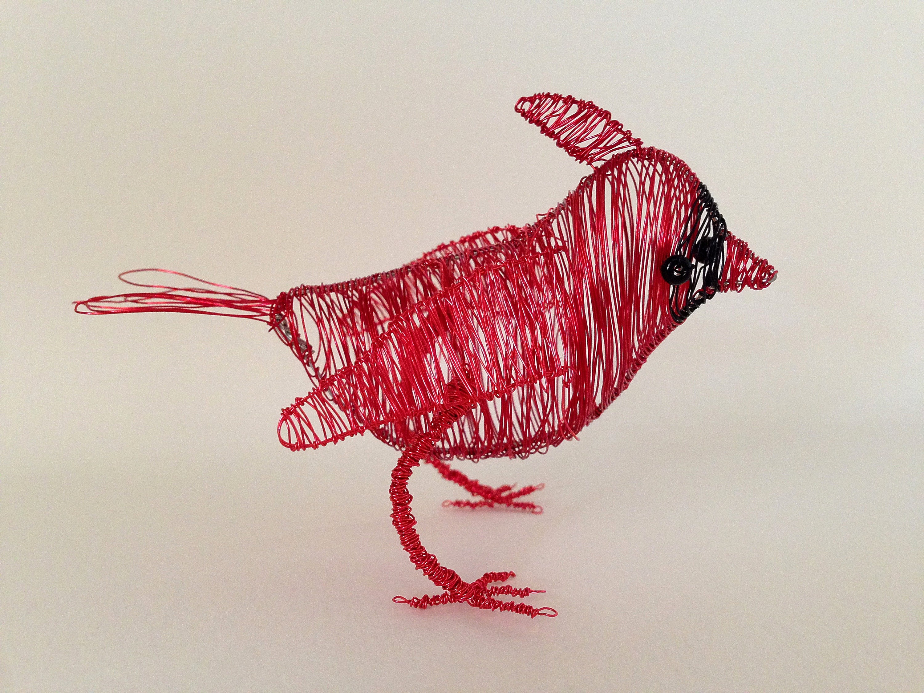 Northern Cardinal Wire Sculpture *ruby* Miniature Animal, Unique Home ...