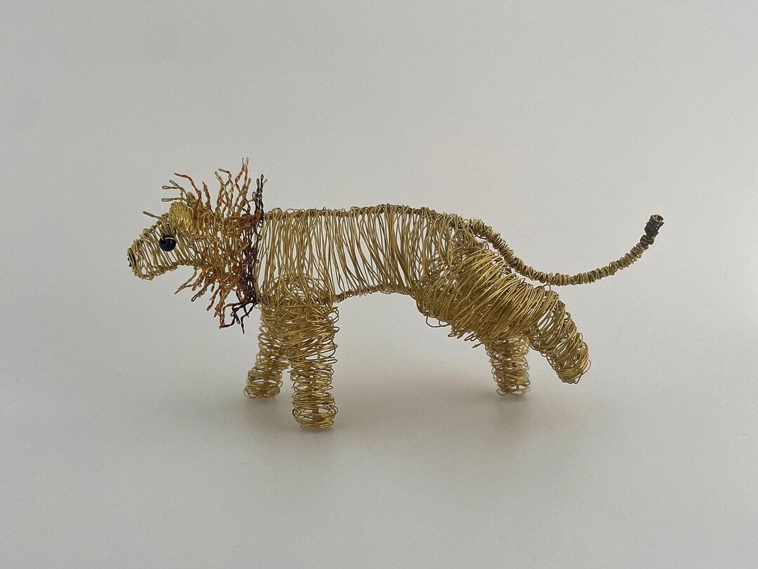 Handmade Copper Wire Lion Sculpture, Wildlife Animal Art, Safari Decor ...