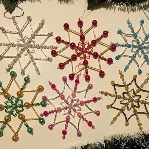 Wire Snowflake Christmas Tree Decoration Small Handmade Xmas - Etsy UK