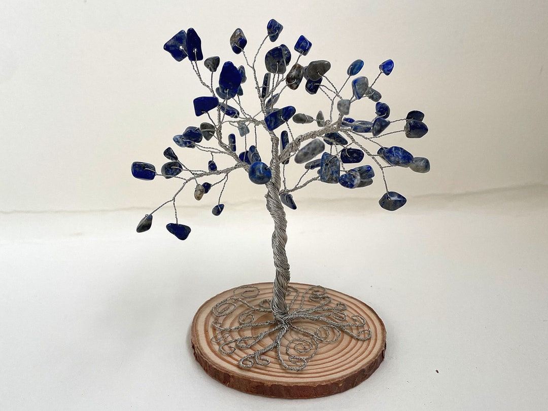 Lapis Lazuli Tree Sculpture, Natural Gemstones on Twisted Wire - Etsy