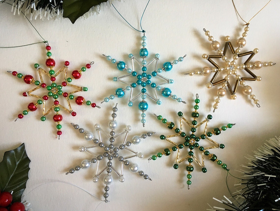 Wire Snowflake Christmas Tree Decoration Small Handmade Xmas - Etsy UK