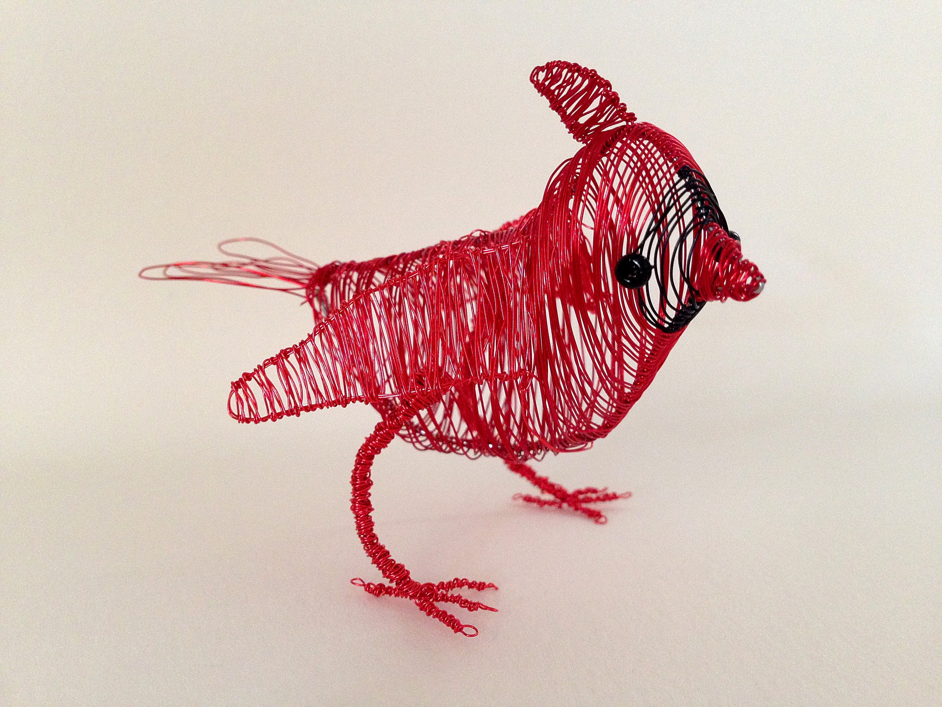 Northern Cardinal Wire Sculpture *ruby* Miniature Animal, Unique Home ...
