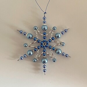 Wire Snowflake Christmas Tree Decoration, Small Handmade Xmas Beaded ...