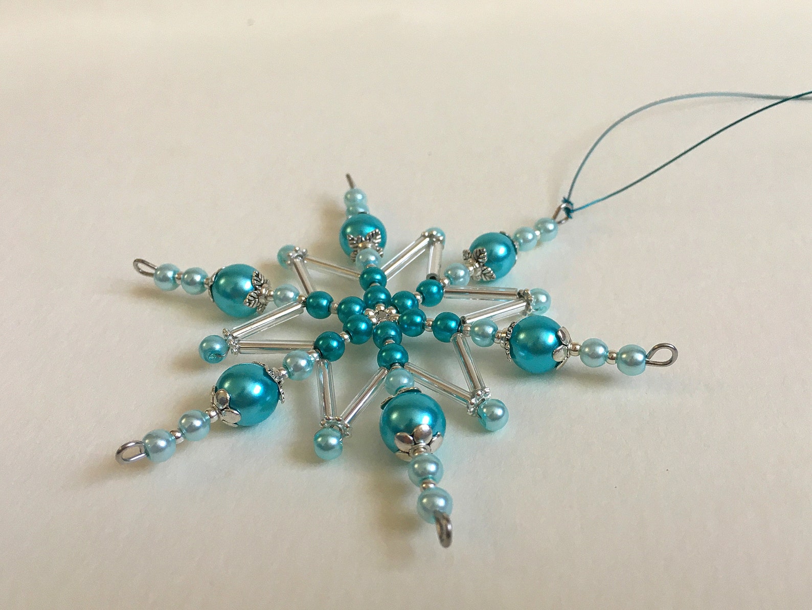 Wire Snowflake Christmas Tree Decoration Small Handmade Xmas - Etsy