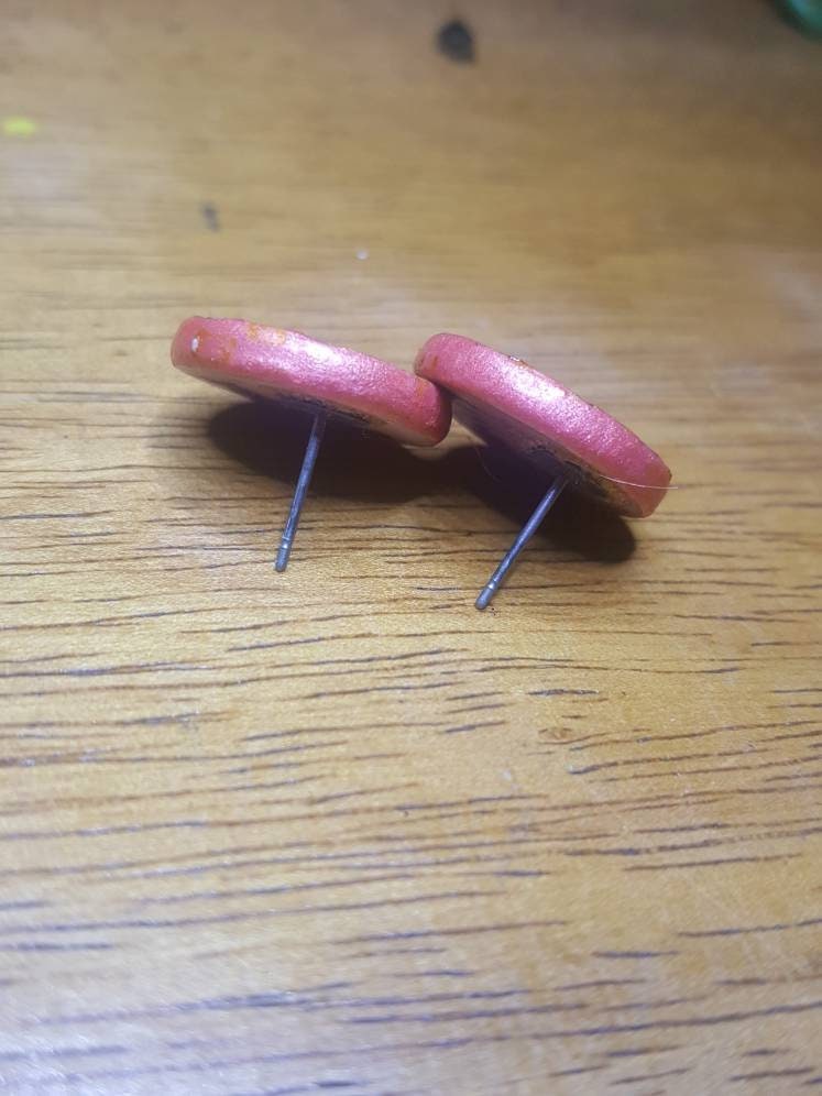 Ethical Boho Bohemian Rustic Glam Red Wood Studs Red Earrings - Etsy