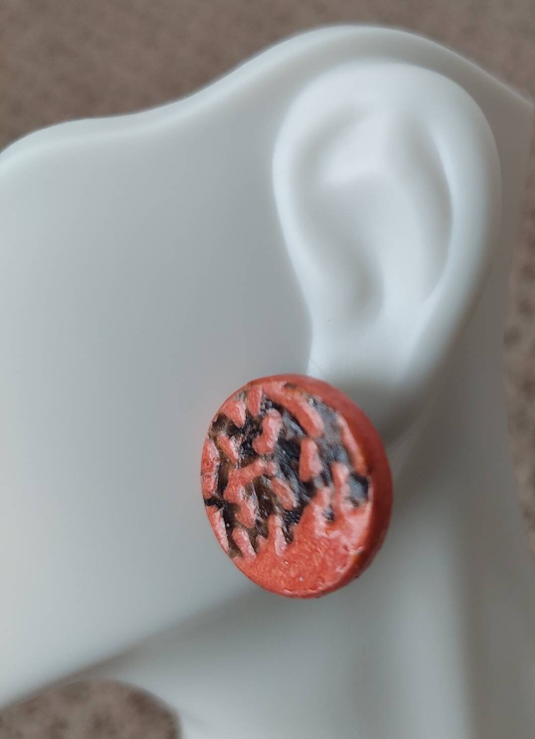 Ethical Boho Bohemian Rustic Glam Red Wood Studs Red Earrings - Etsy