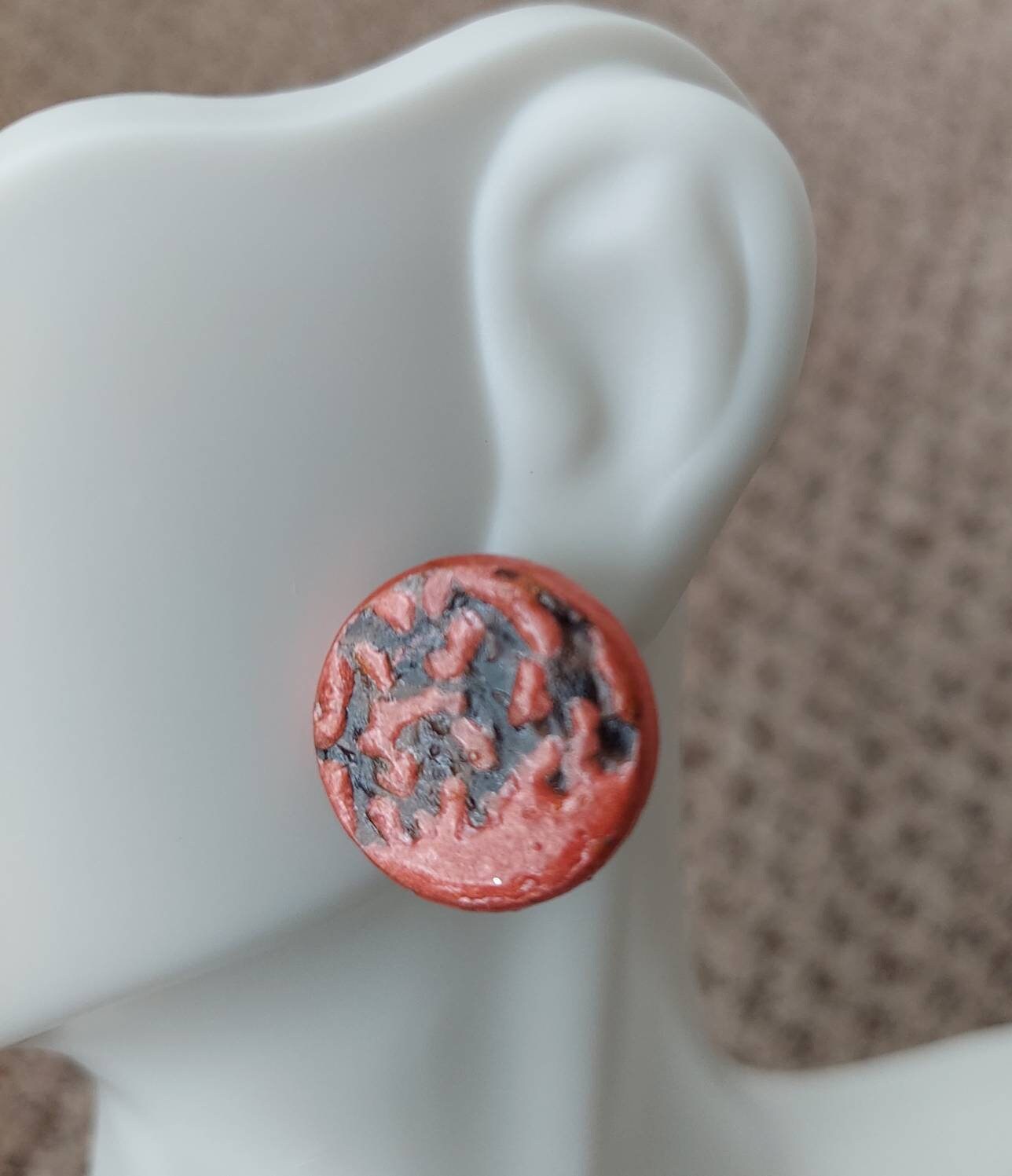 Ethical Boho Bohemian Rustic Glam Red Wood Studs Red Earrings - Etsy