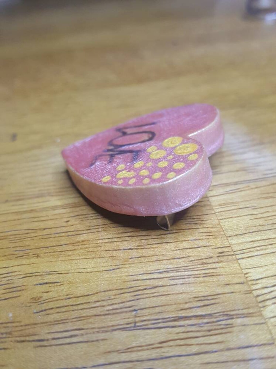 Bohemian Love Heart Message Wood Brooch Pin in Pink & - Etsy