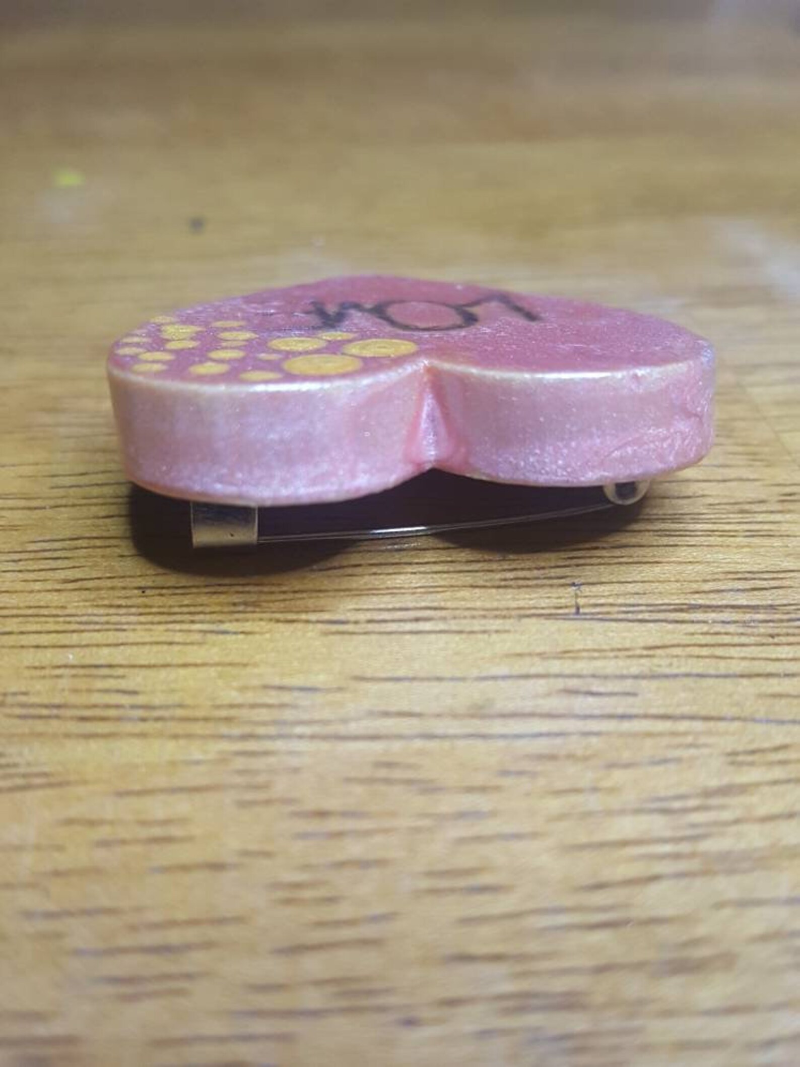 Bohemian Love Heart Message Wood Brooch Pin in Pink & - Etsy