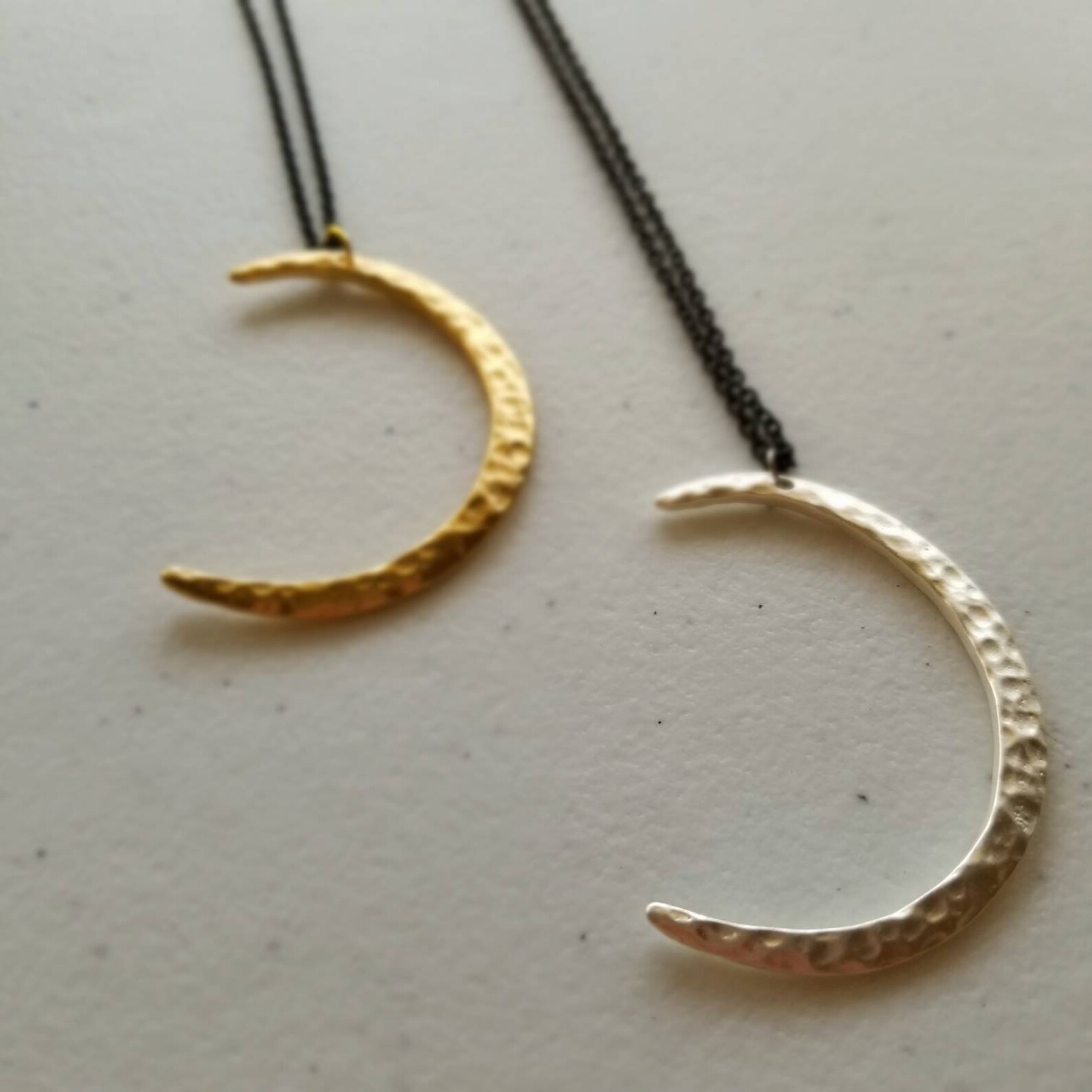 Crescent Moon Necklace Pendant on Midnight Black Chain - Etsy