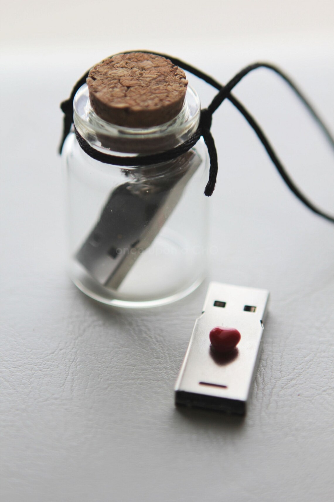 Modern Message in a Bottled USB Necklace Pendant on Long Black - Etsy