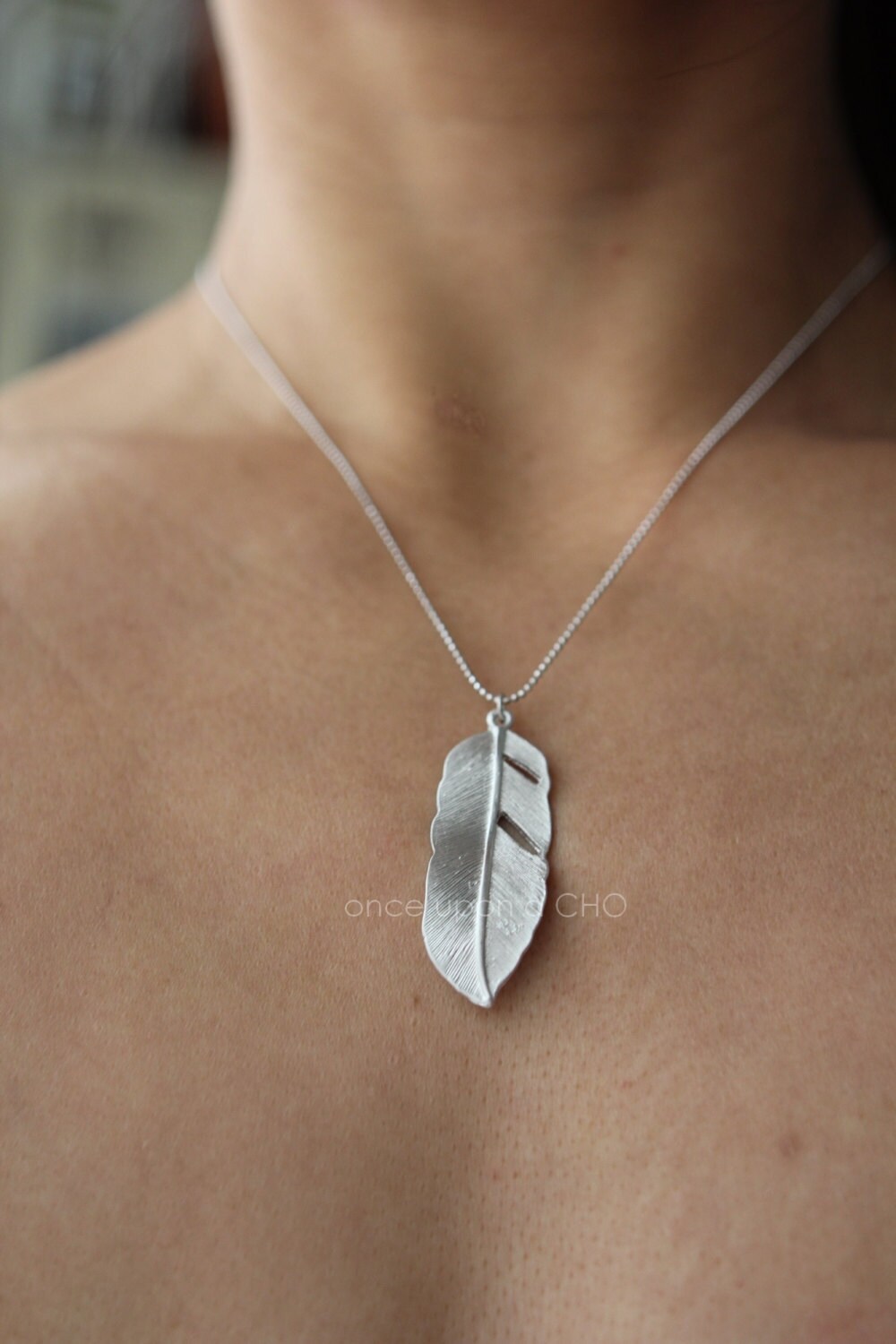 Modern Feather Pendant Silver or Gold Finish Necklace - Etsy Canada