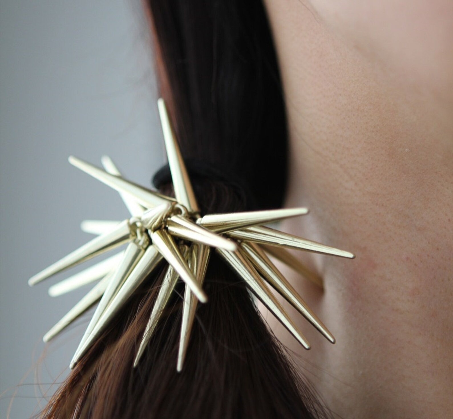 Spike Hair Tie | Punk Ponytail Accessory, Gold Finish - Etsy